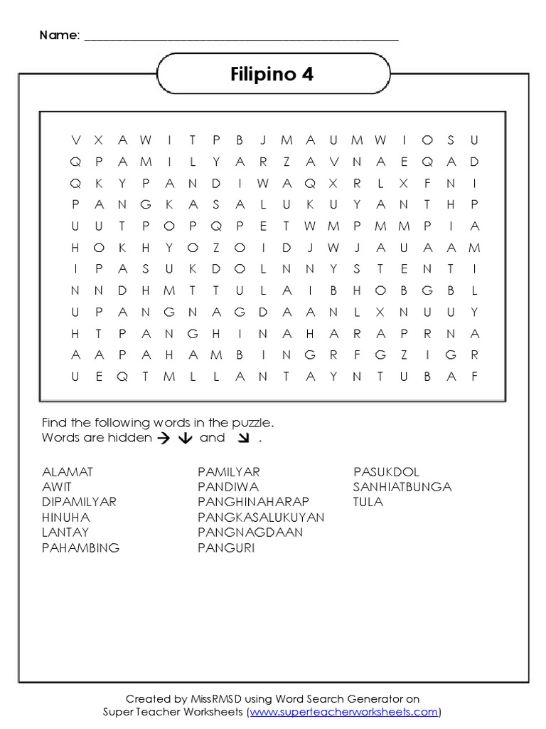Super Teacher Worksheets Filipino 4 | PDF | Puzzles | Games Of Mental Skill