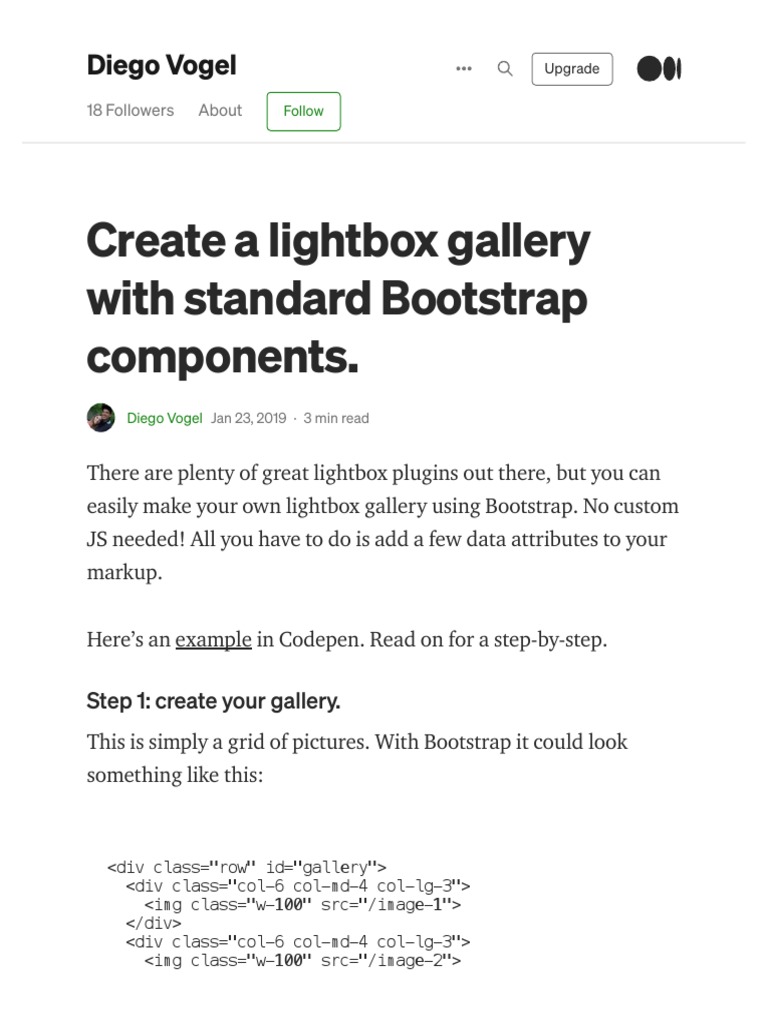 Create A Lightbox Gallery With Standard Bootstrap Components. - by ...