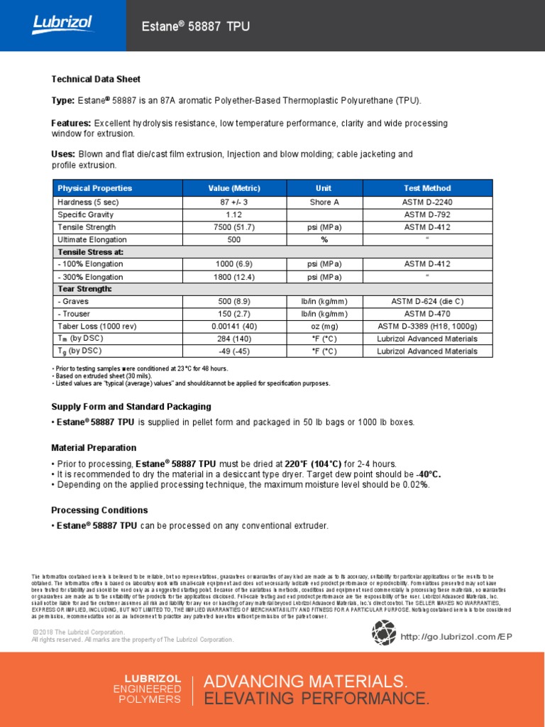 Estane 58887 | PDF | Materials Science | Materials