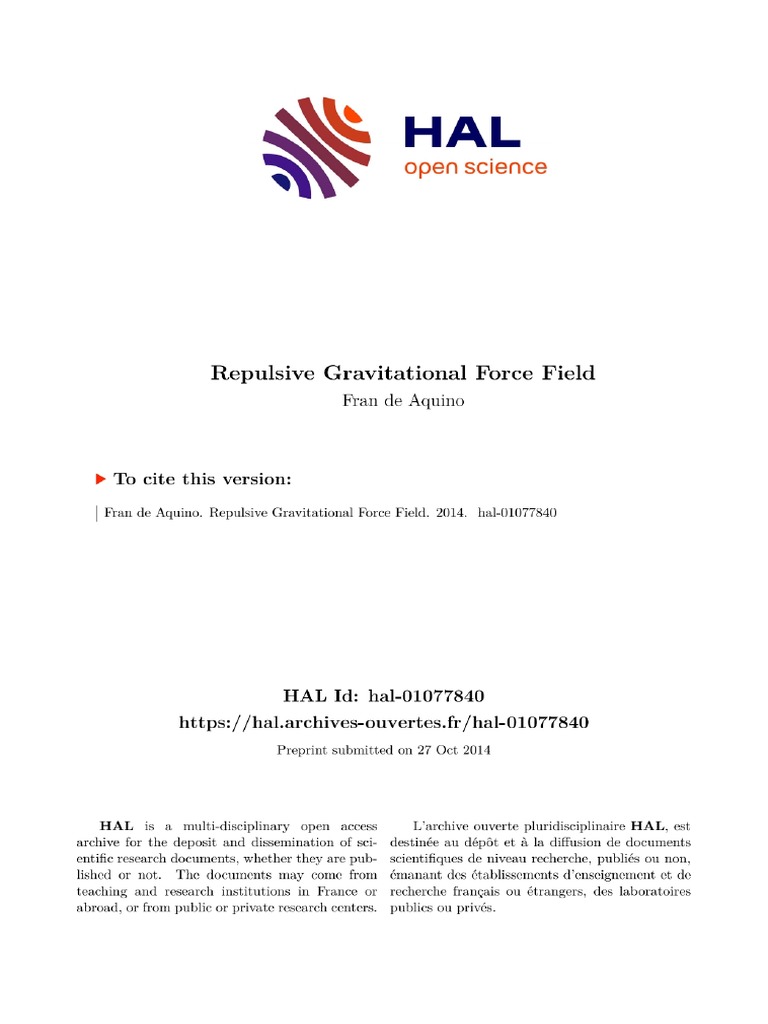 Gravitational Force - Repulsive (Theory) | PDF