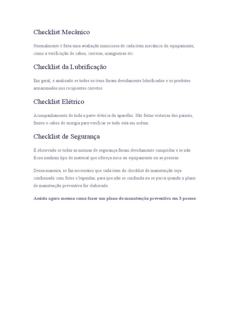 Checklist Mecânico | PDF