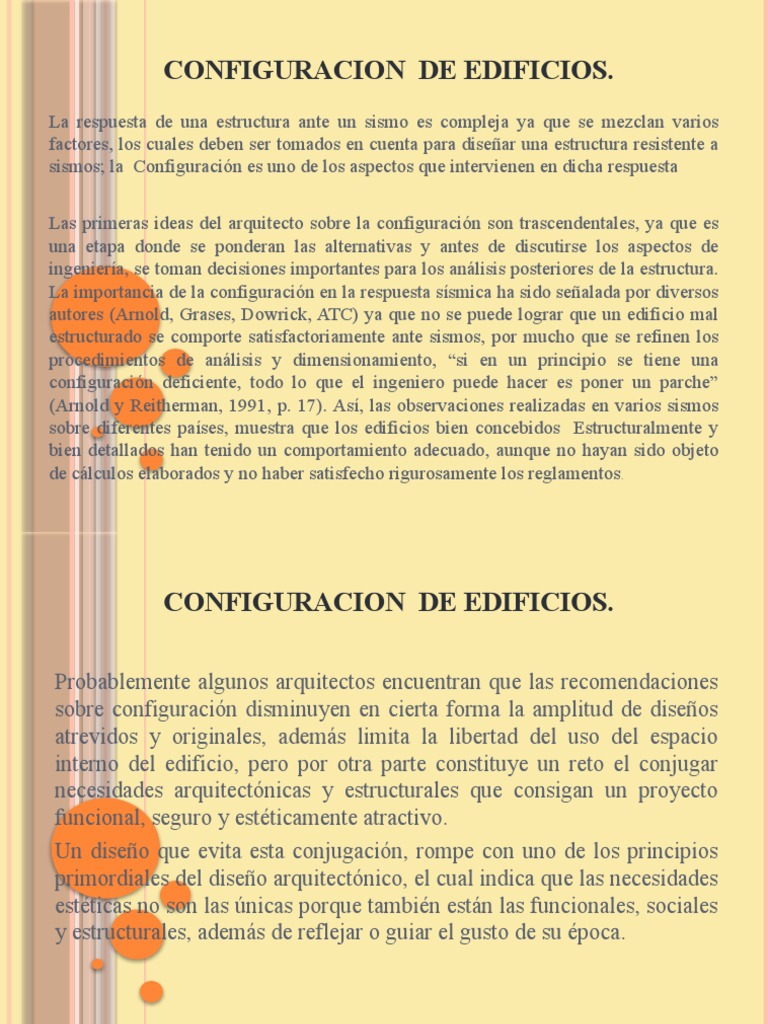Configuracion de Edificios | Descargar gratis PDF | Rigidez | Viga (Estructura)