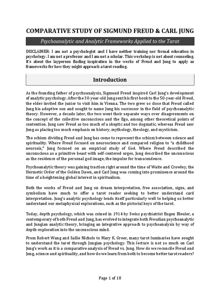 Freud vs. Jung: Tarot Insights Explained | PDF | Id | Carl Jung