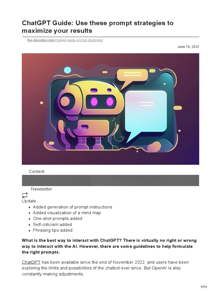 ChatGPT Guide Use These Prompt Strategies To Maximize Your Results | Download Free PDF ...