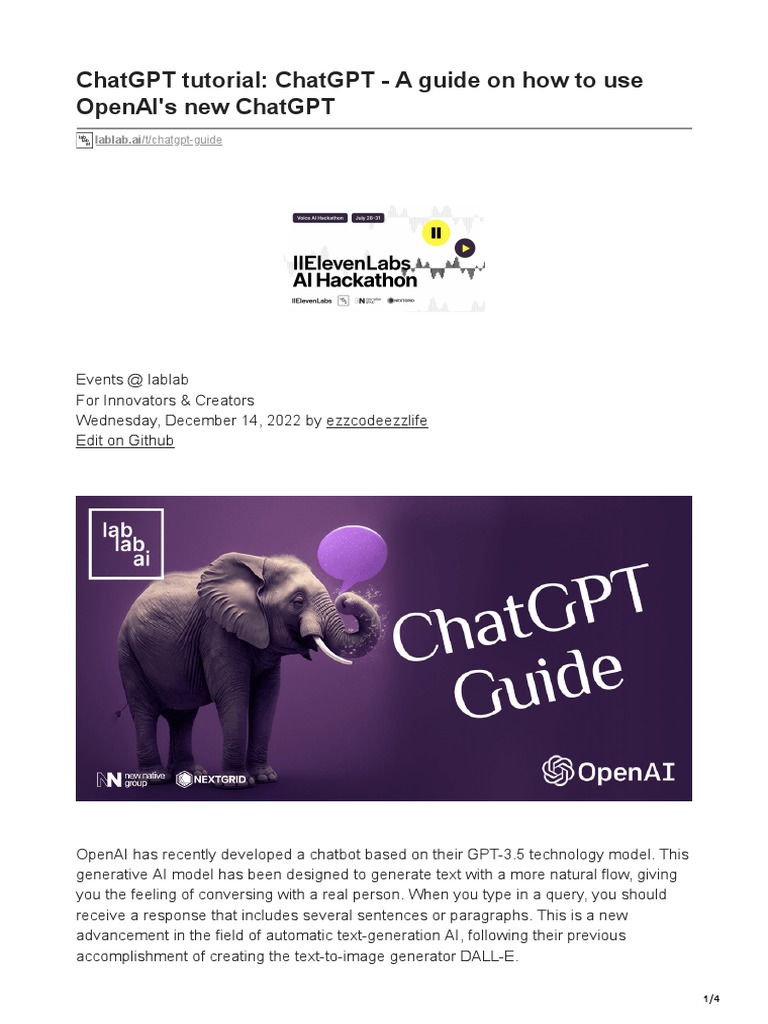 Chatgpt Tutorial Chatgpt A Guide On How To Use Openais New Chatgpt Pdf Software