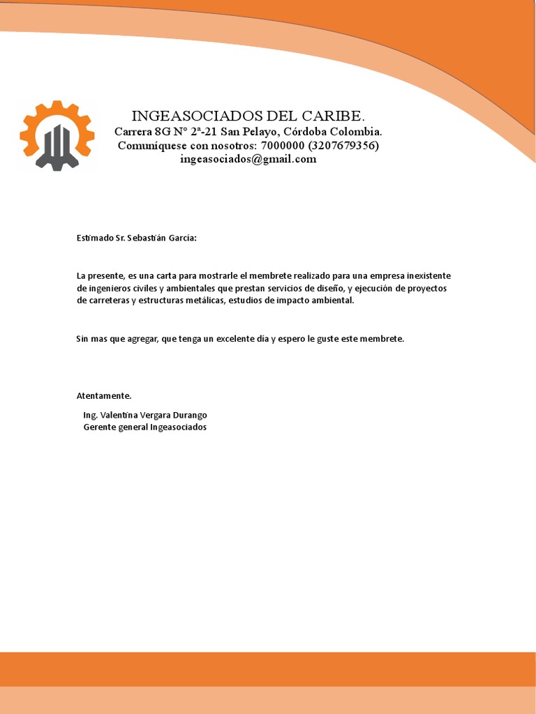 Ejemplo de Membrete para Carta Empresarial | PDF