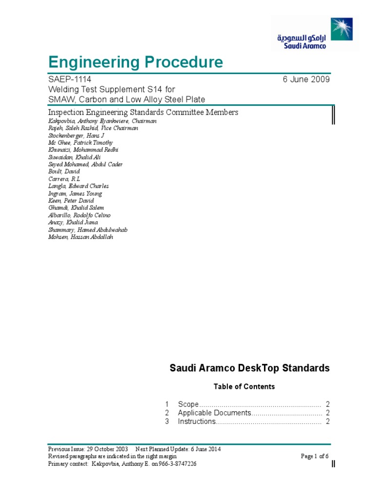 Saep 1114 | PDF | Welding | Construction