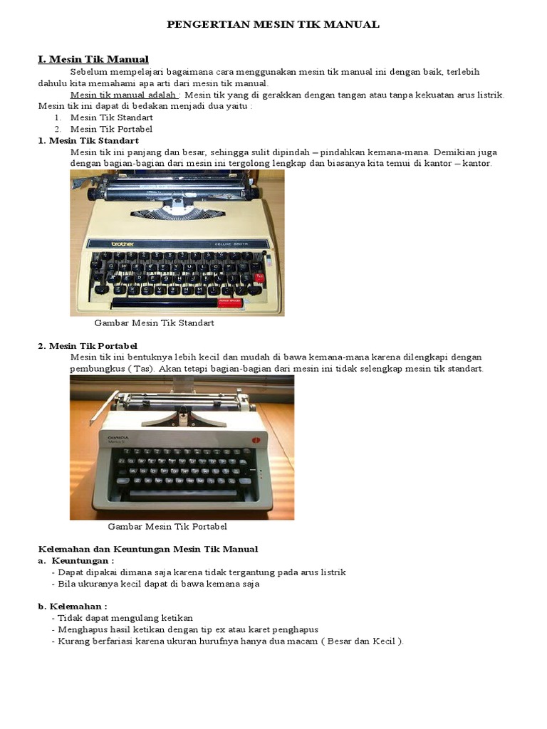 Pengertian Mesin Tik Manual | PDF