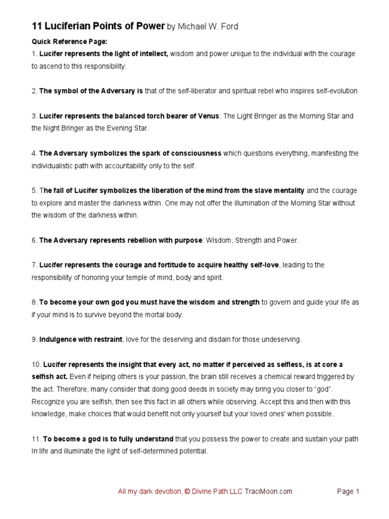 11luciferian Points of Power | PDF | Lucifer | Thought