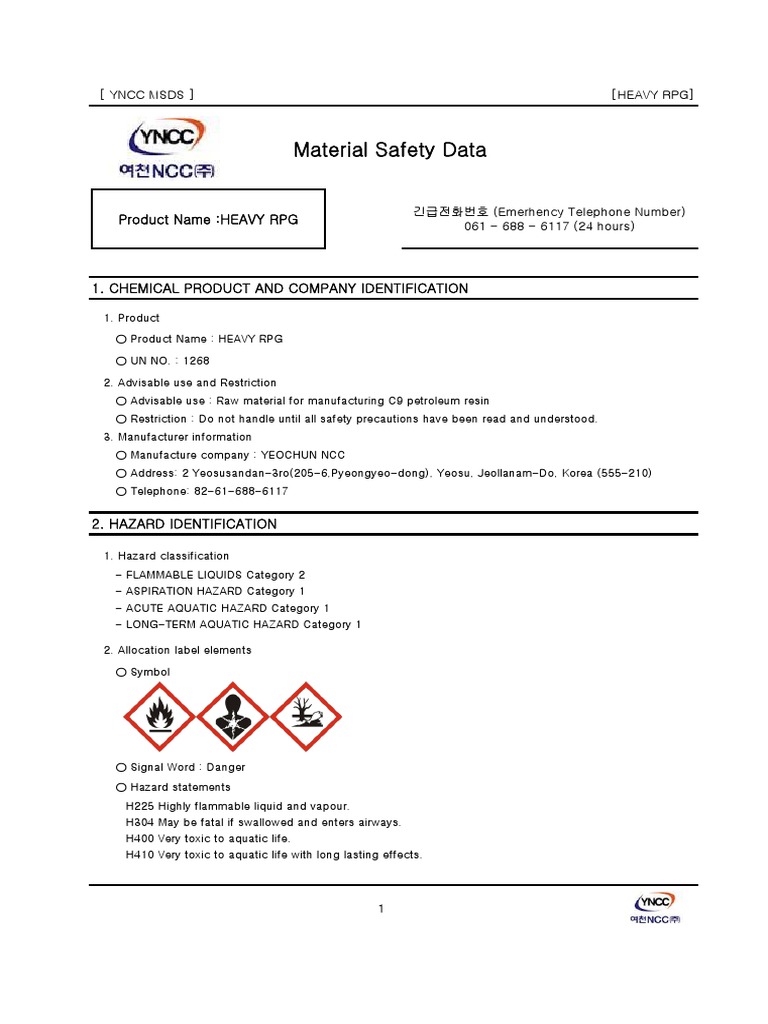 HEAVY RPG Safety Data Sheet | PDF | Fires | Personal Protective Equipment
