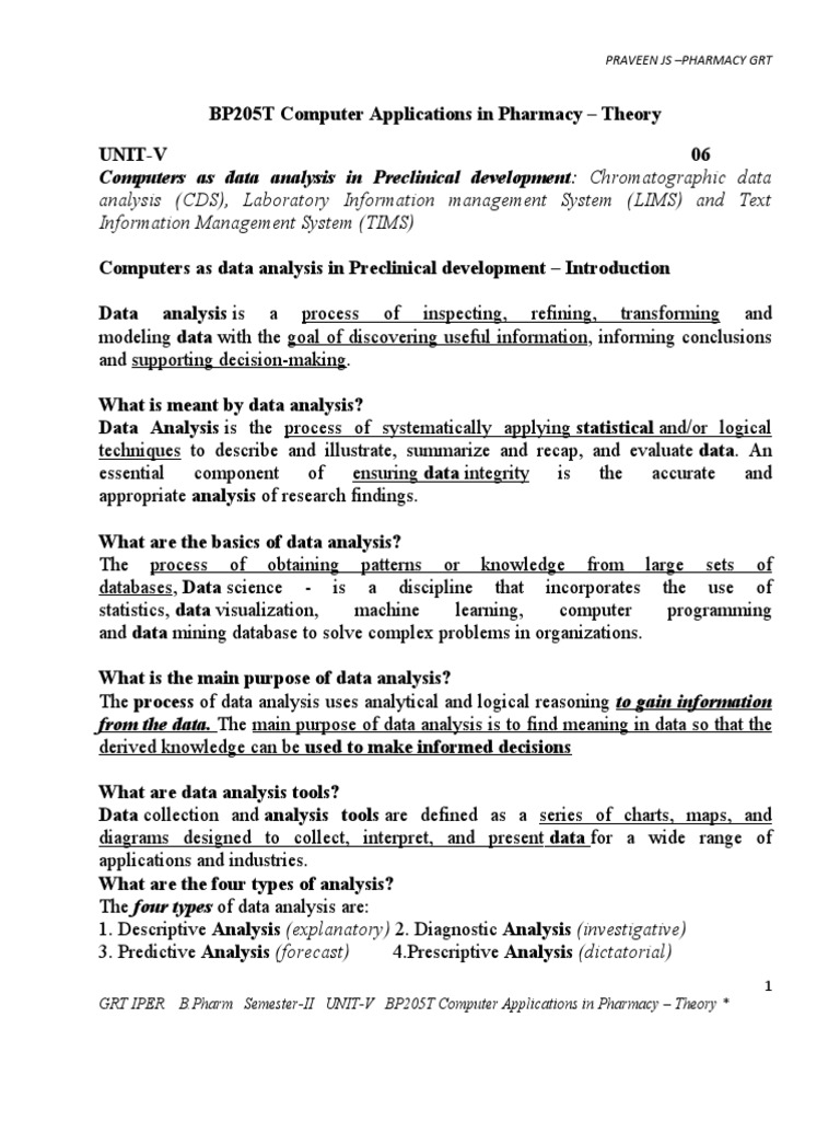 UNIT-V Lecture Notes BP205T Computer Applications in Pharmacy-Updated ...