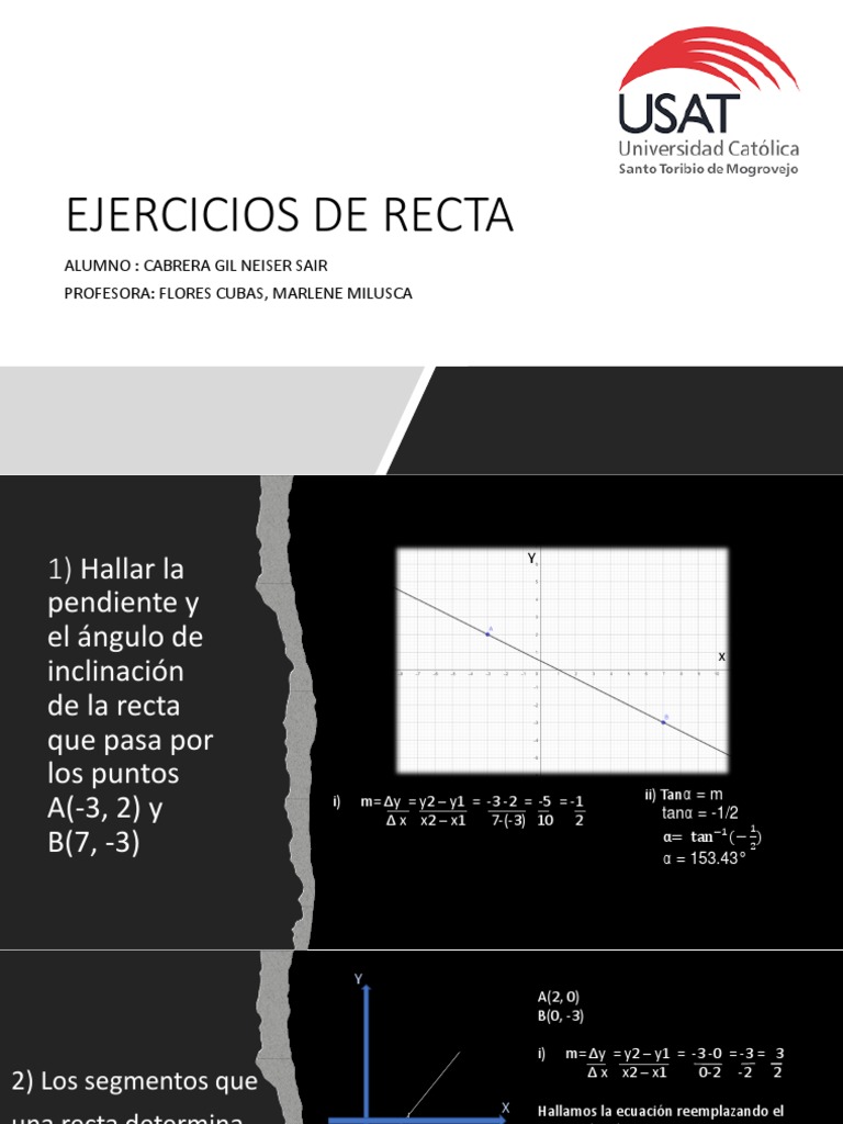 Ejercicios de Recta | PDF | Línea (geometría) | Formas geométricas