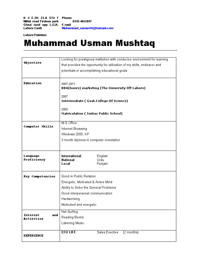 Usman CV | PDF
