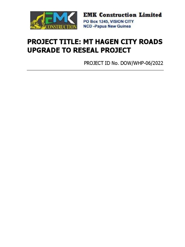 Progress Report Summary MT Hagen City Roads | PDF