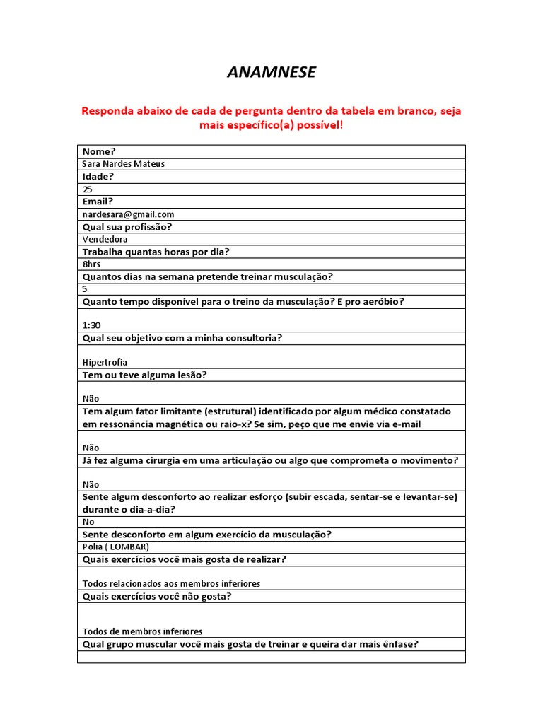 Anamnes e | PDF | Autoajuda