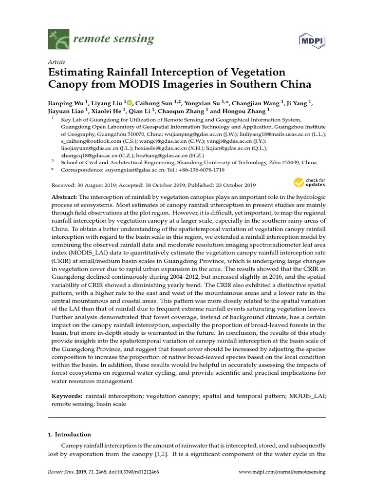 Estimating Rainfall Interception of Vegetation | PDF