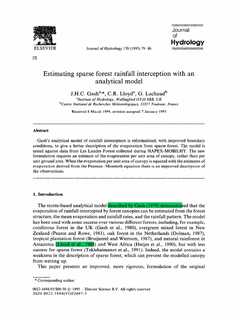 Estimating Sparse Forest Rainfall Interception With An | PDF | Forests ...