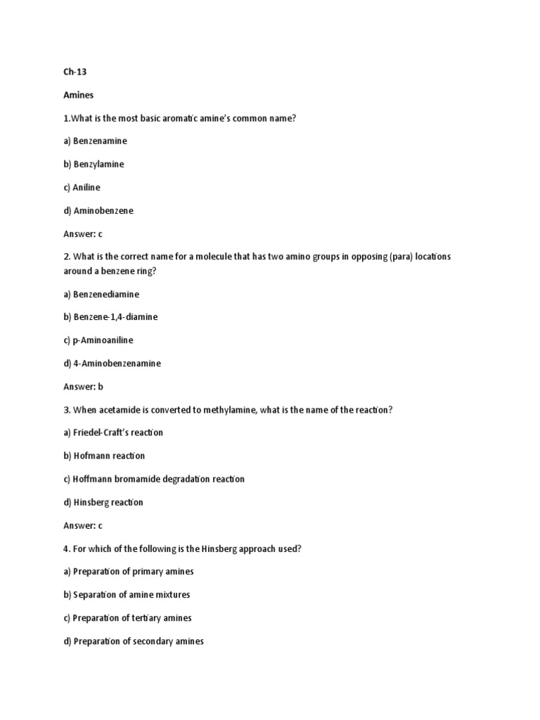 Ch-13-Amines Mcqs | PDF