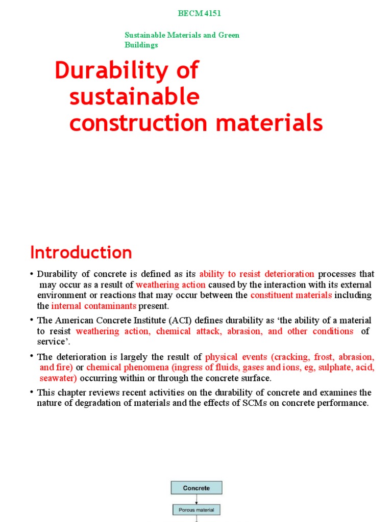 Durability of Sustainable Construction Materials | PDF | Concrete | Wear