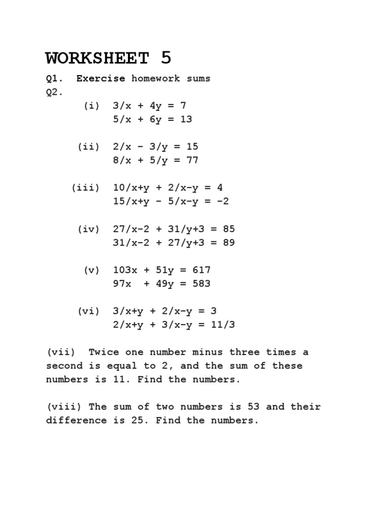 Math and Physics Homework Worksheet | PDF