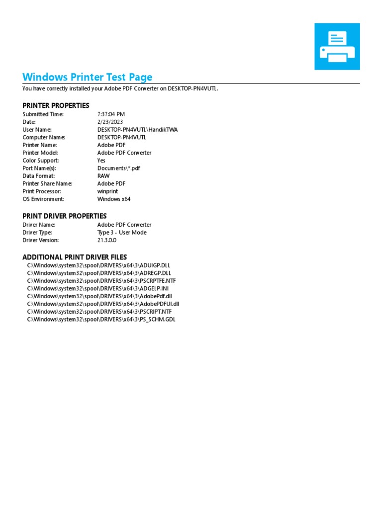 Windows Printer Test Page | PDF