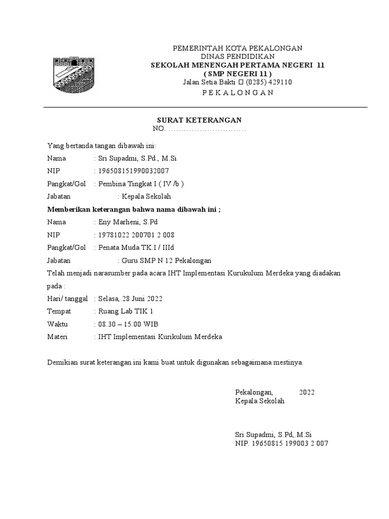 Surat Keterangan Sebagai Narsum | PDF