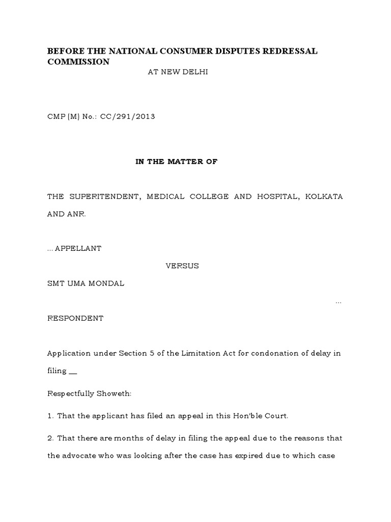 Condonation of Delay Application | PDF Condonation of Delay Application | PDF