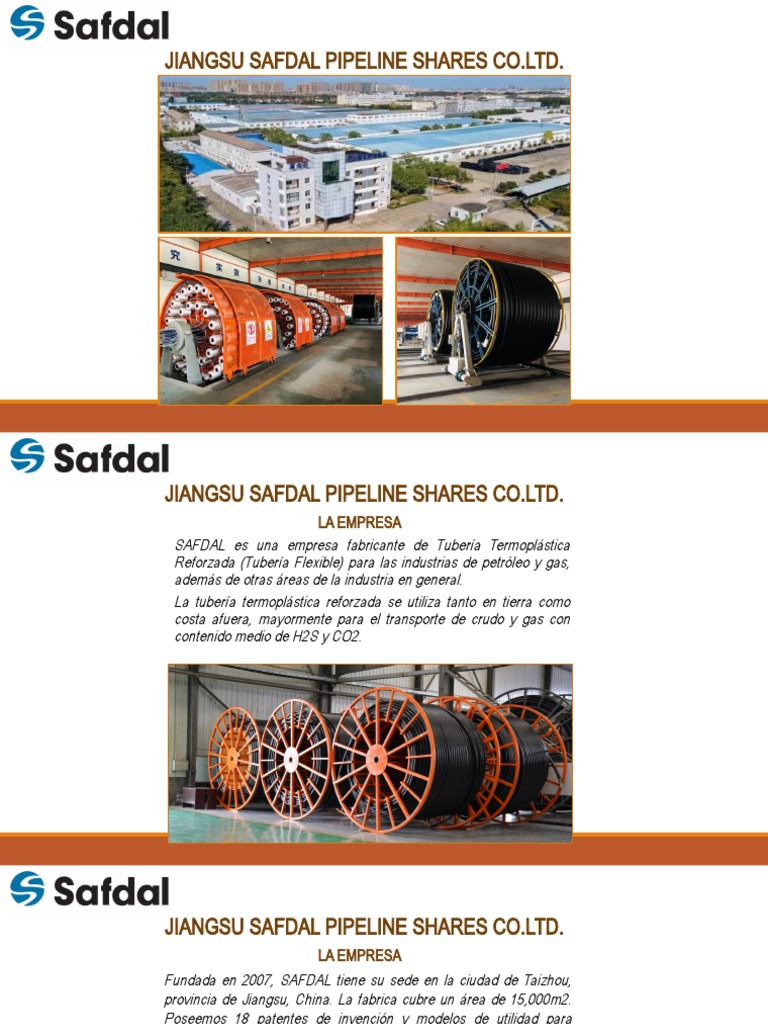 Tuberías Termoplásticas Reforzadas SAFDAL | PDF | Tubería (transporte ...