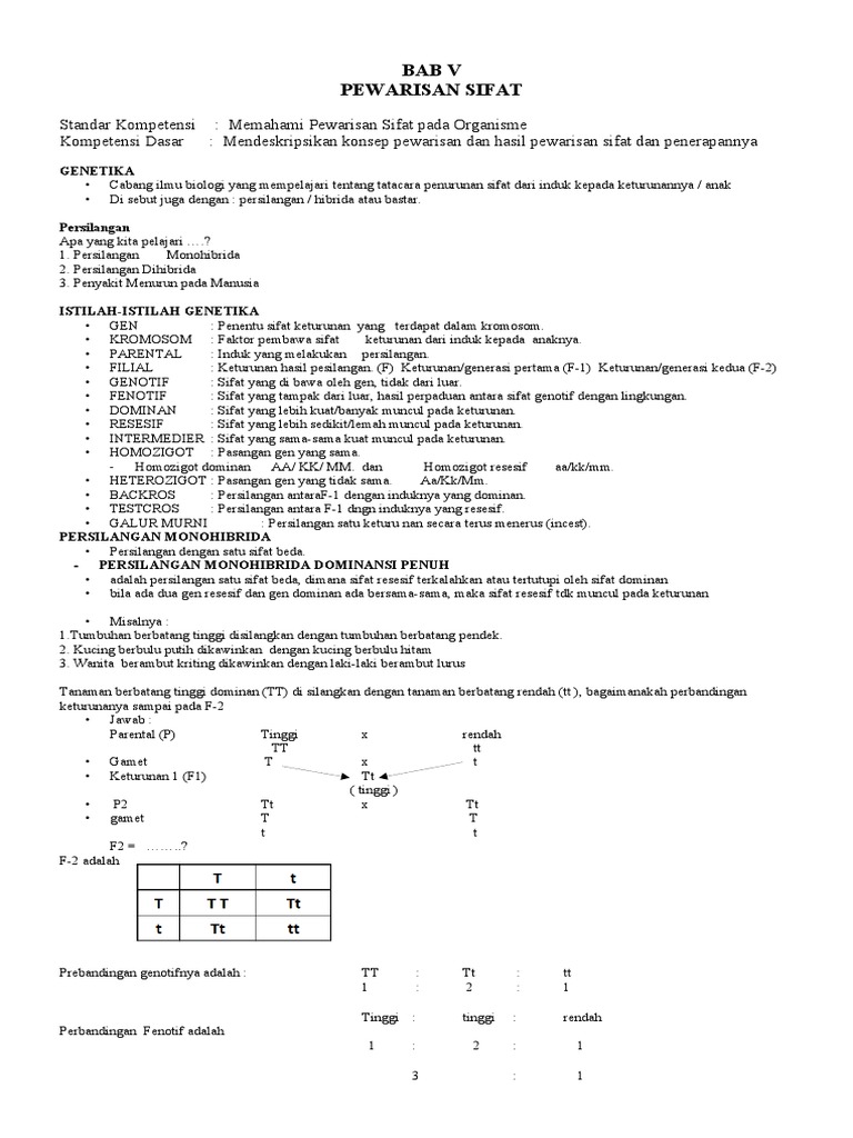 Rangkuman Materi Pewarisan Sifat | PDF