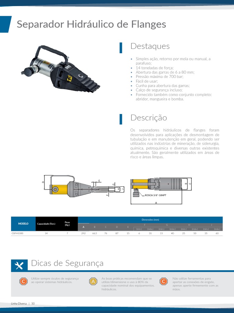 PDF - Separador Hidraulico de Flanges - GSFH - 1526683032 | PDF