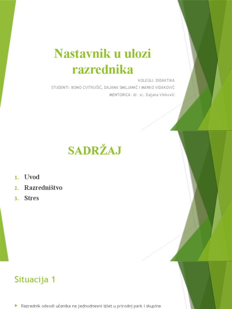 Nastavnik U Ulozi Razrednika | PDF