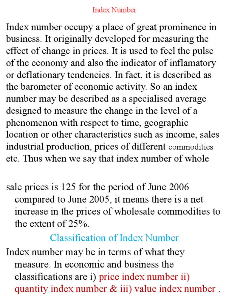 Index Number | PDF | Cost Of Living | Index (Economics)