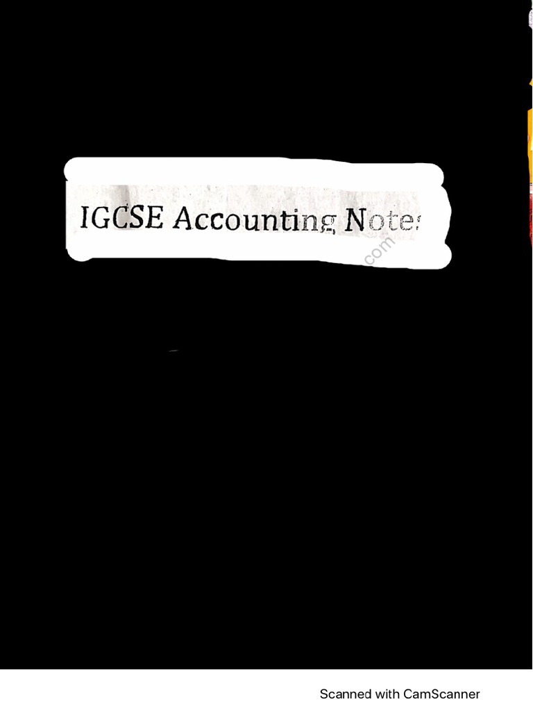 Igcse Accounting Notes Pdf