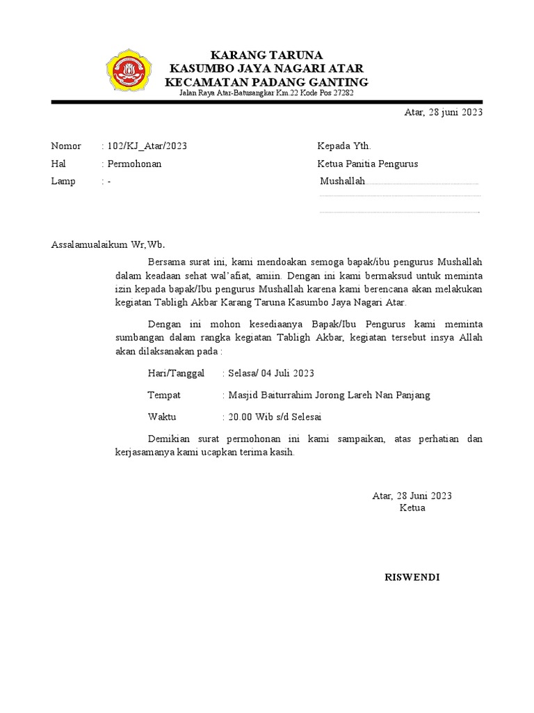 Surat Karang Taruna | PDF