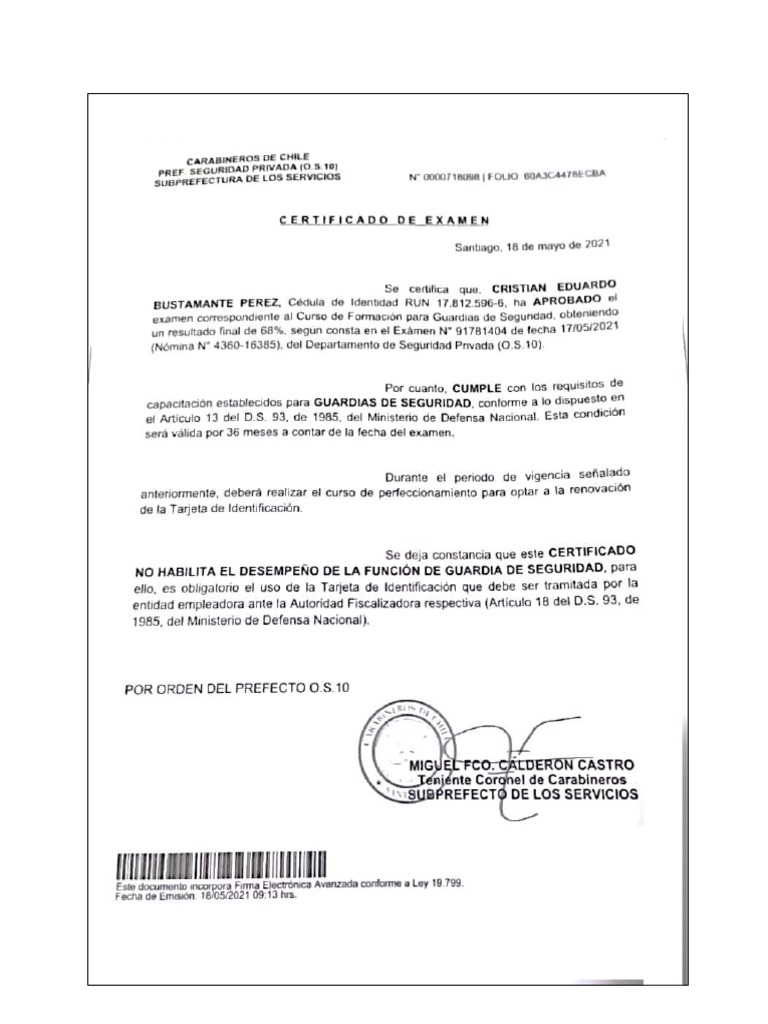 Certificado Os10 | PDF