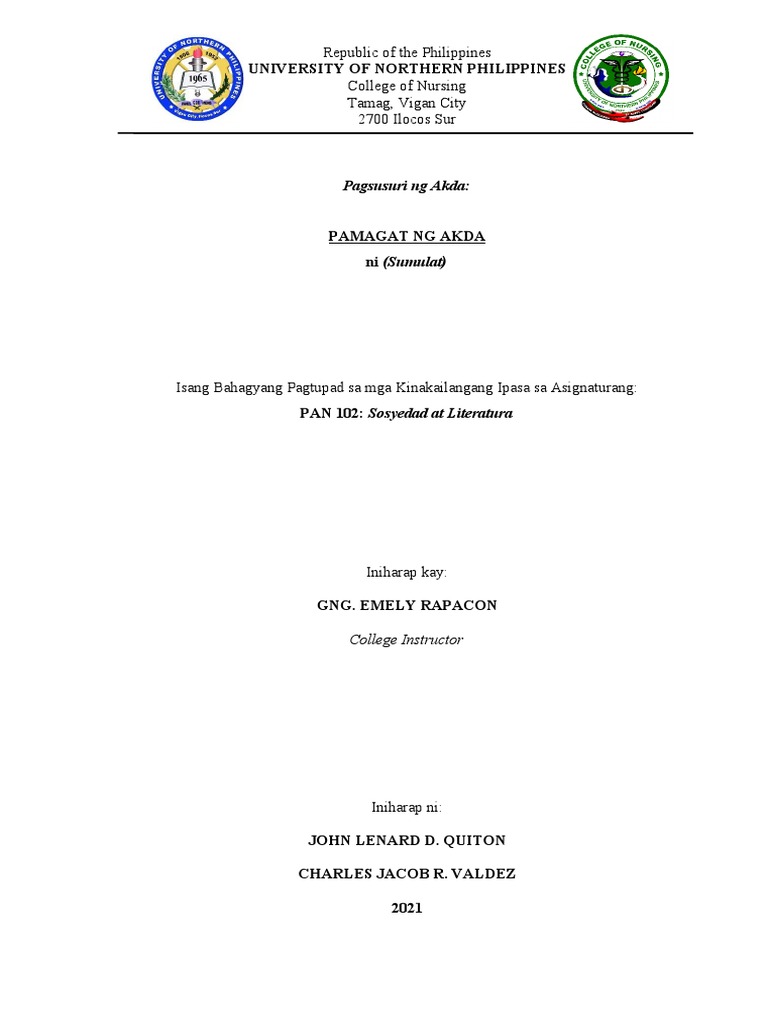 SOSLIT Pagsusuri Ng Akda Template | PDF