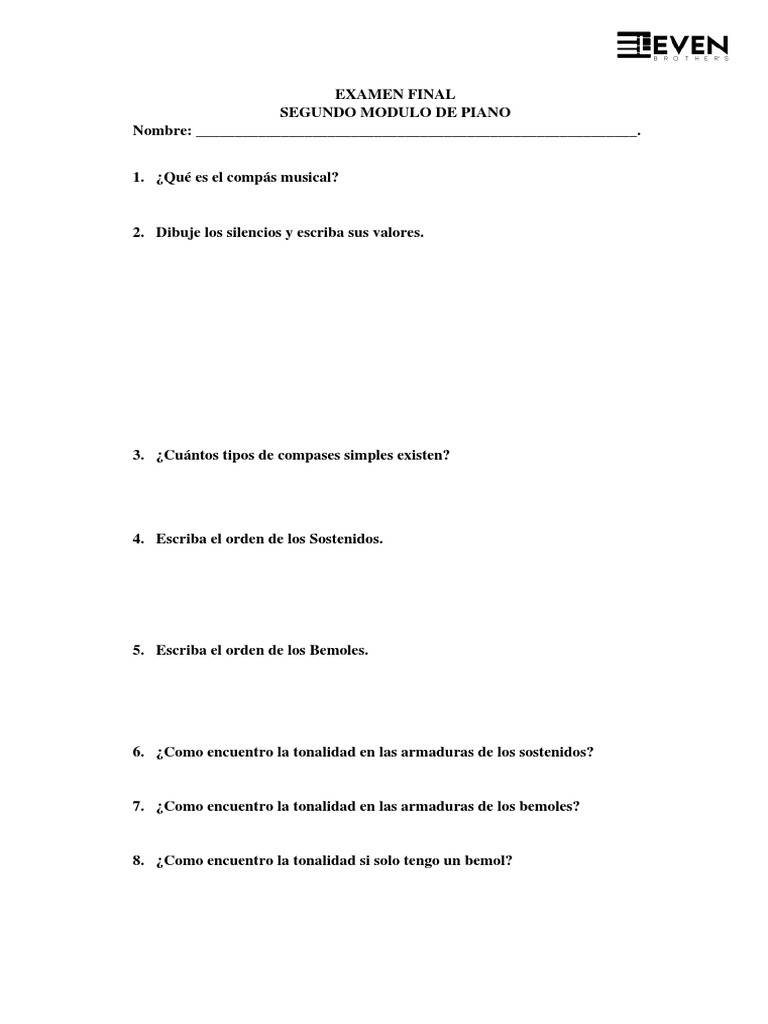 Examen Final Segundo Modulo-Piano | PDF
