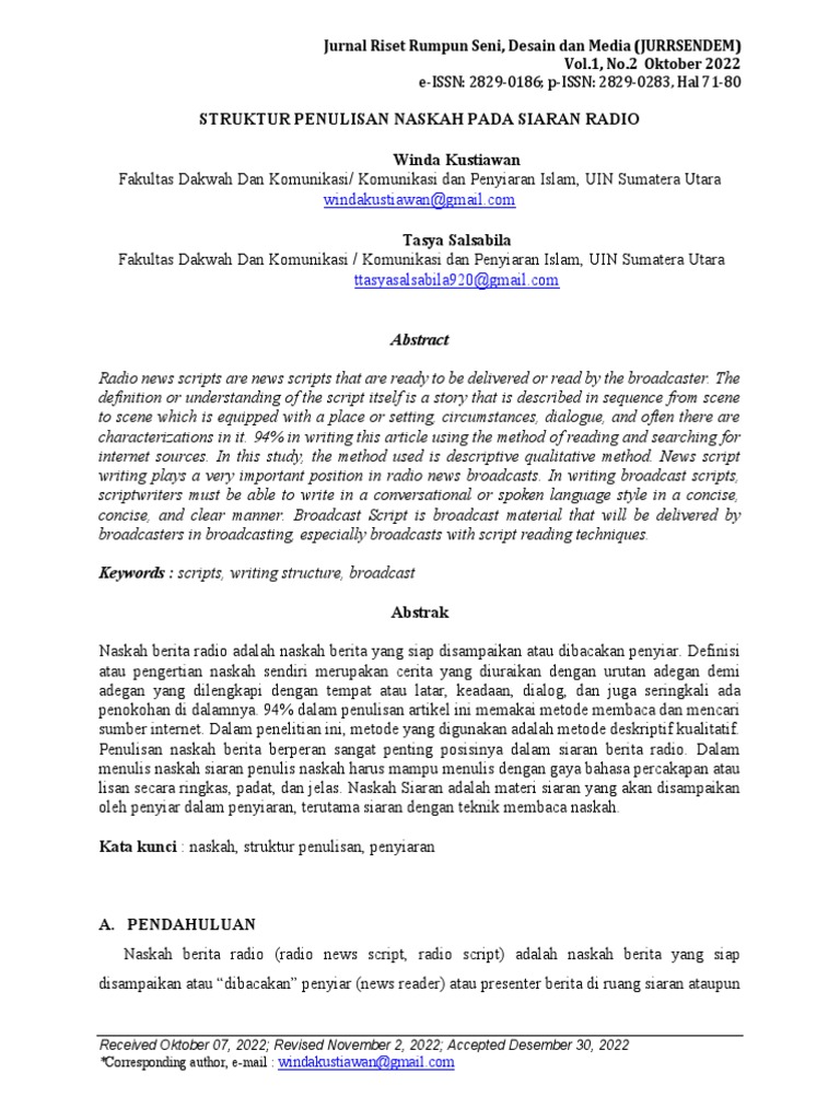 71-80 Struktur Penulisan Naskah Pada Siaran Radio | PDF