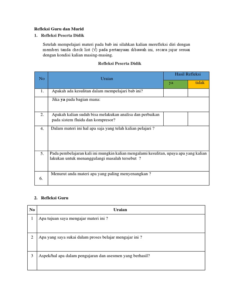Refleksi Guru Dan Murid | PDF