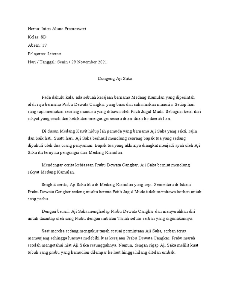 Cerita Dongeng Aji Saka | PDF