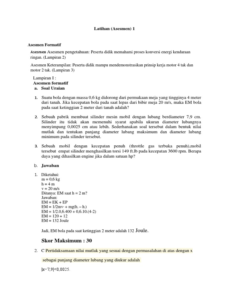 Latihan (Asesmen) 1 | PDF | Metode & Bahan Ajar | Komputer