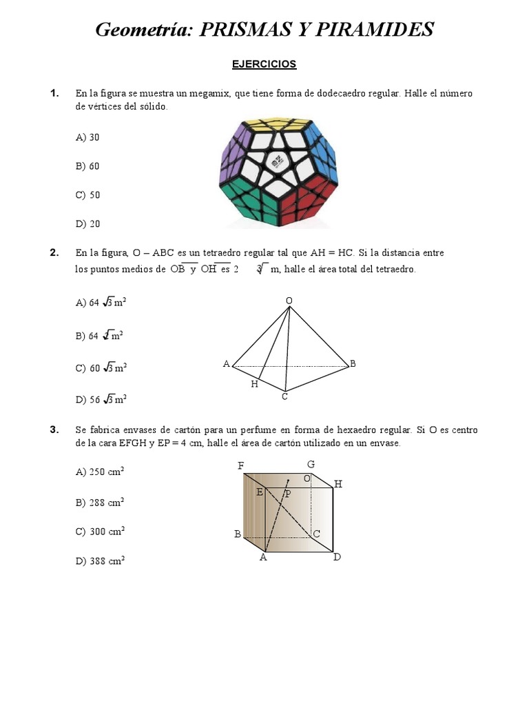 Practica de Geometria Prismas y Piramides Parte 2 | PDF | Geometría euclidiana | Politopos