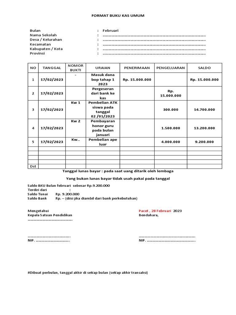 Format Bku, Bpb. BPP Bop Paud 2023 | PDF