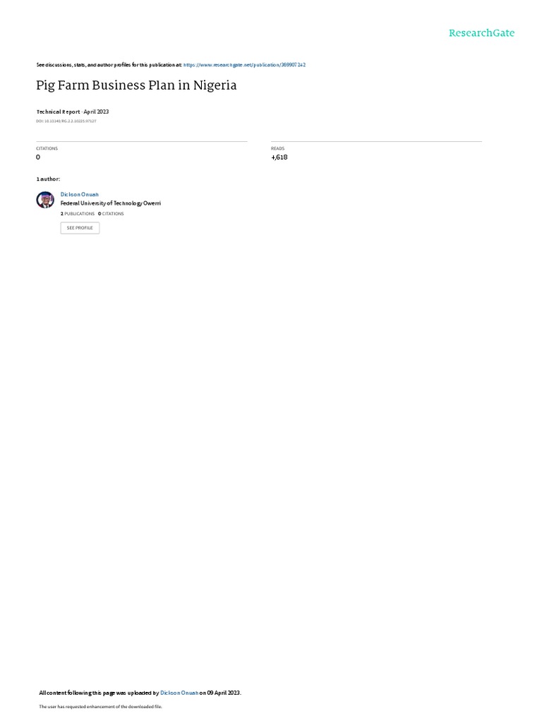 Pig Farm Business Plan | PDF | Agriculture | Pig