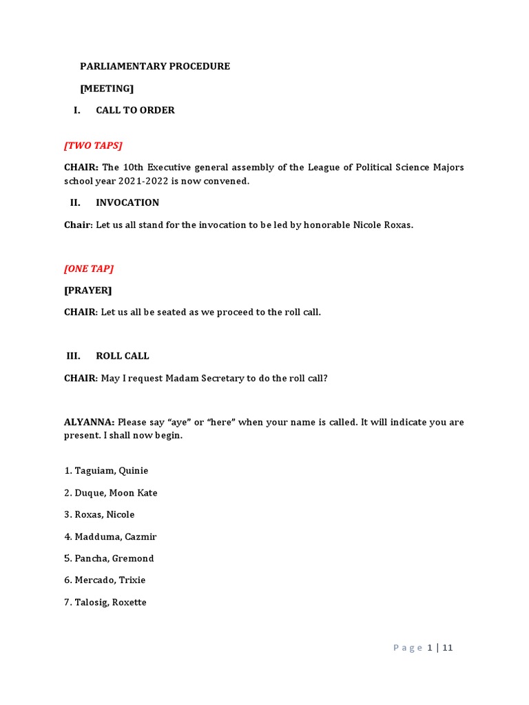 Parlia Script1 Revised | PDF | Committee | Government