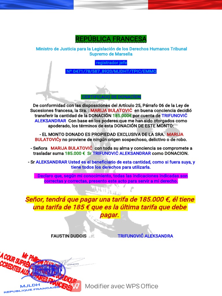 Attestation de Donation (1) - 1-2 | PDF
