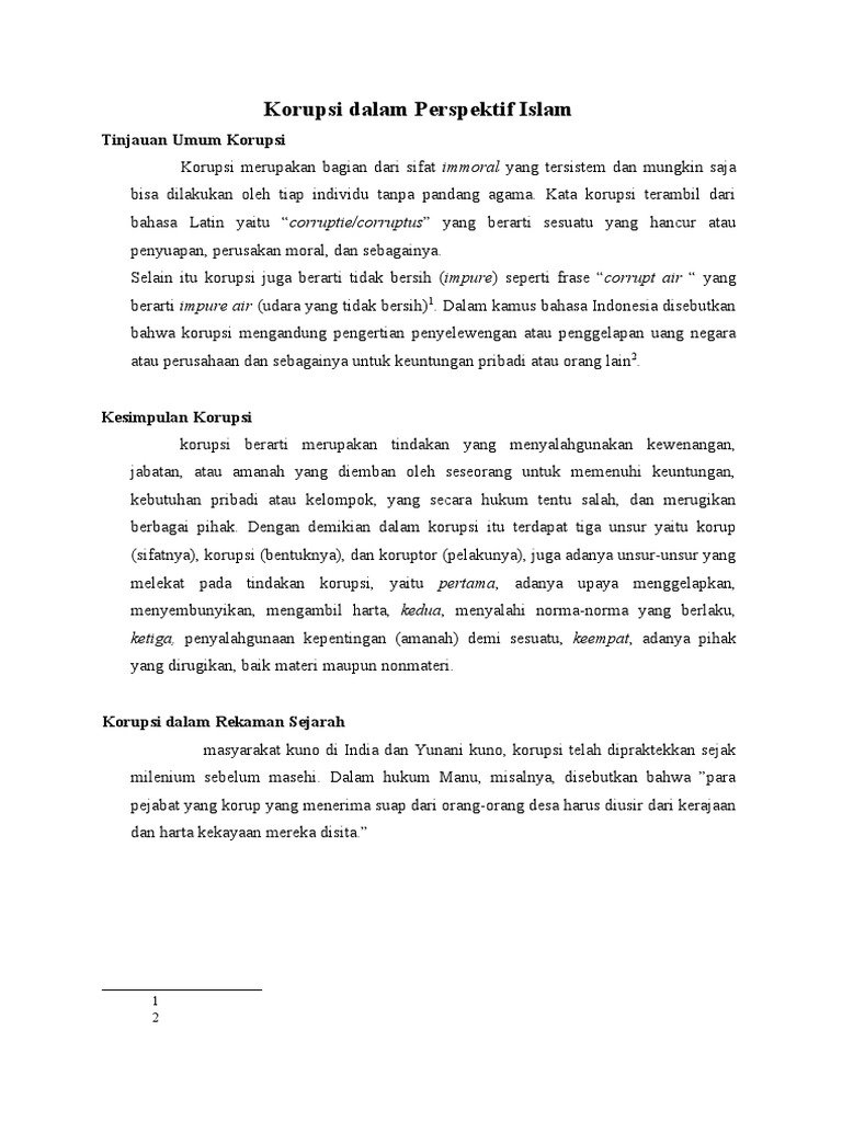 Korupsi Dalam Perspektif Islam | PDF