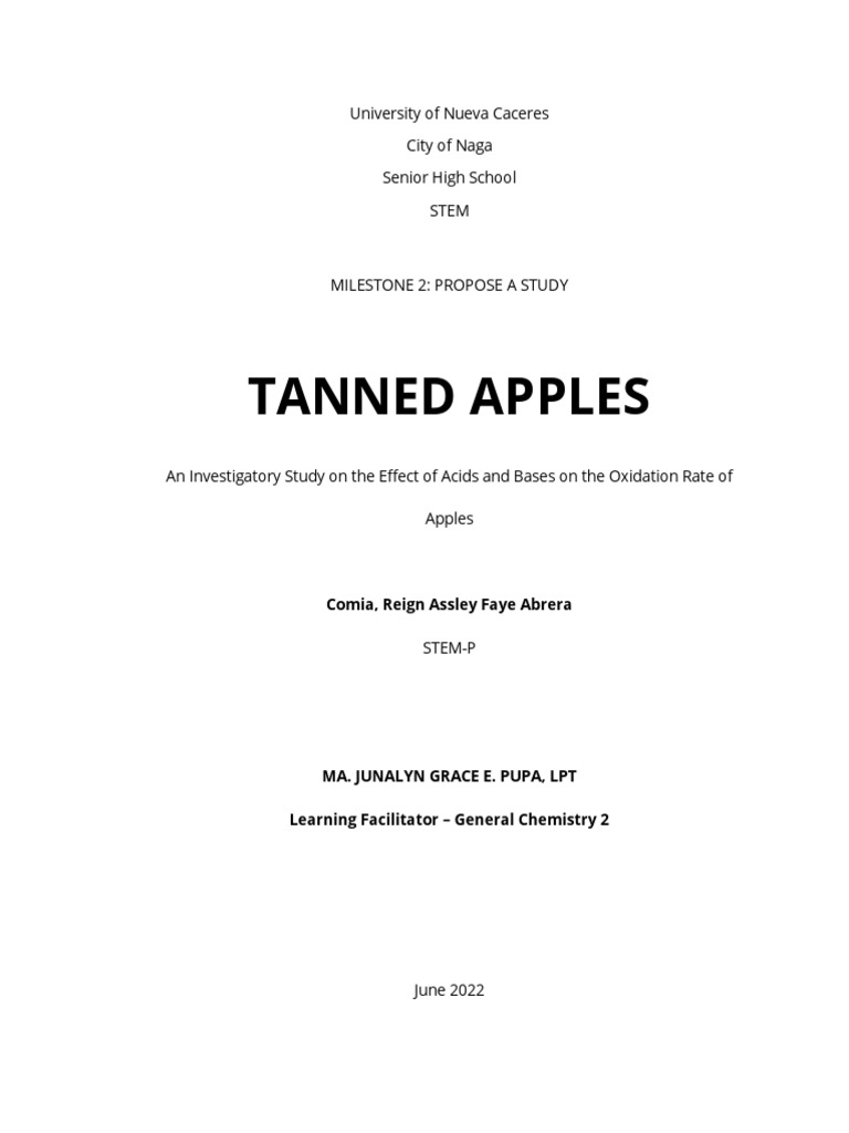 Chemistry Research Proposal - Oxidation | PDF | Water | Experiment