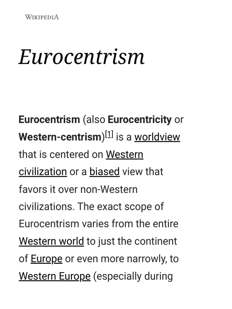 Eurocentrism - Wikipedia | PDF