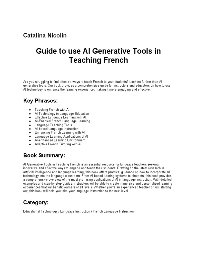 AI Tools for Teaching French Effectively | PDF | Artificial ...